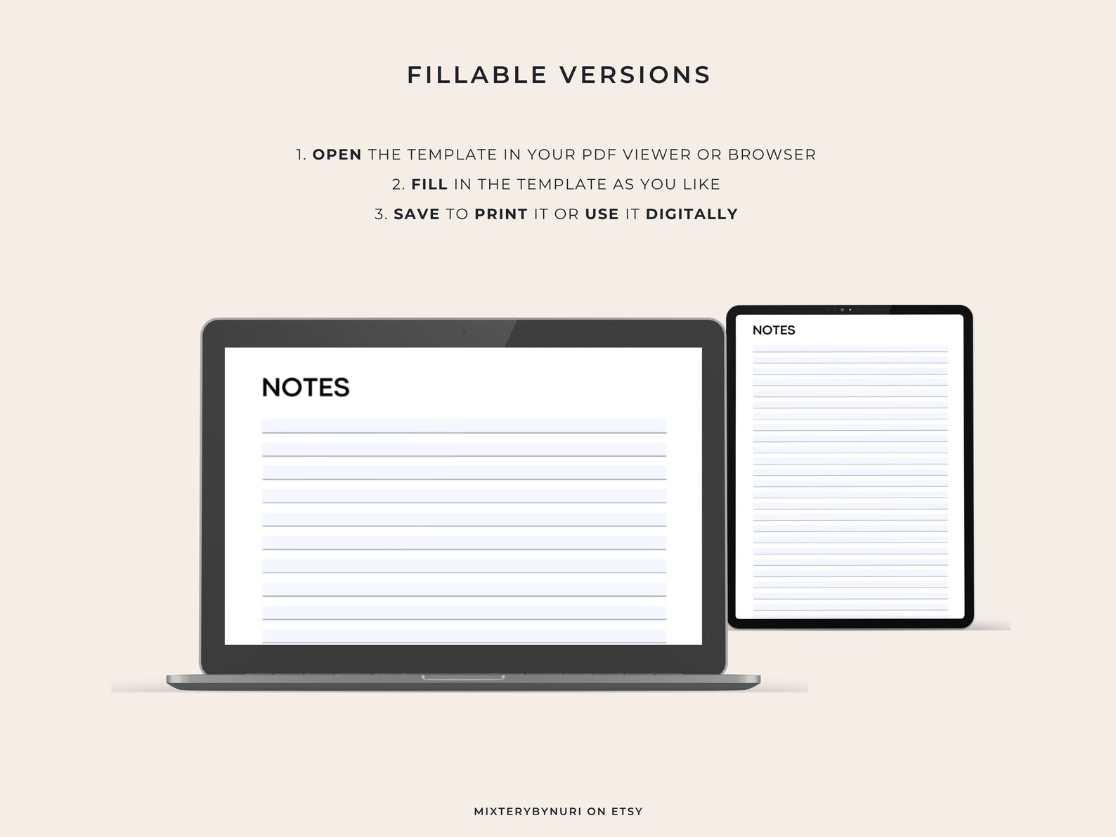 Notes Page Printable Template, Note Taking, Blank Writing Papers, Notes ...