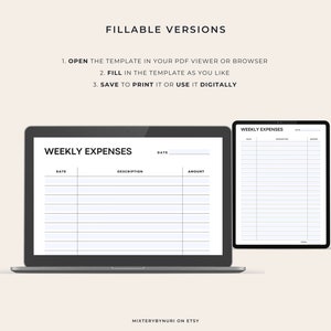 Simple Weekly Expense Tracker Printable, Weekly Spending Log, Money ...