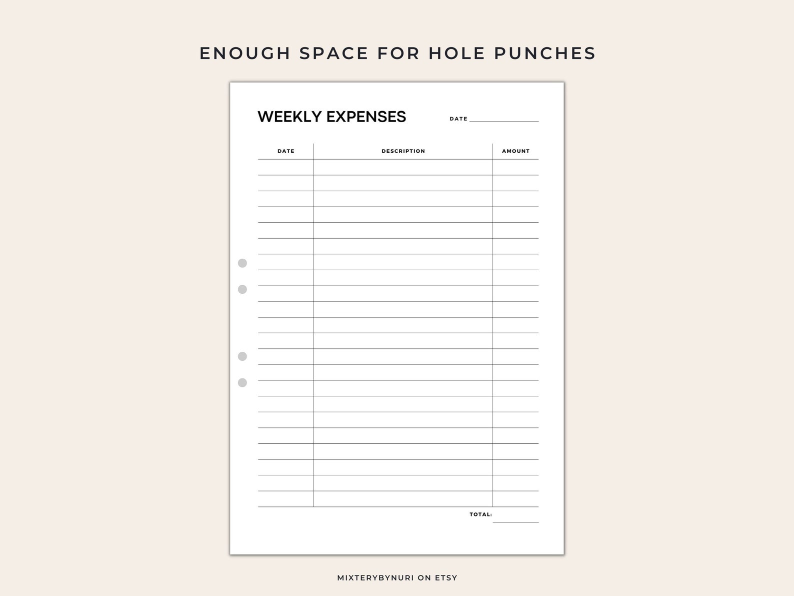 Simple Weekly Expense Tracker Printable, Weekly Spending Log, Money ...