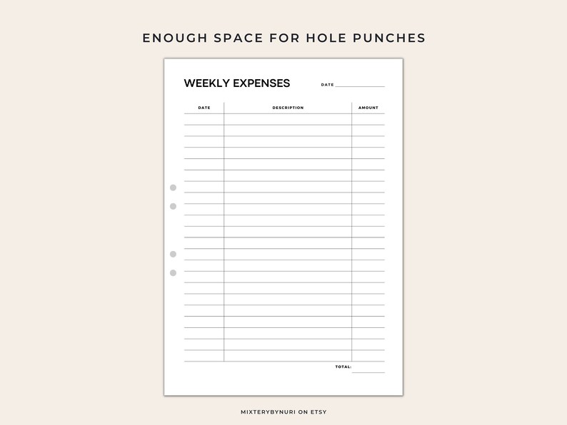 Simple Weekly Expense Tracker Printable, Weekly Spending Log, Money ...