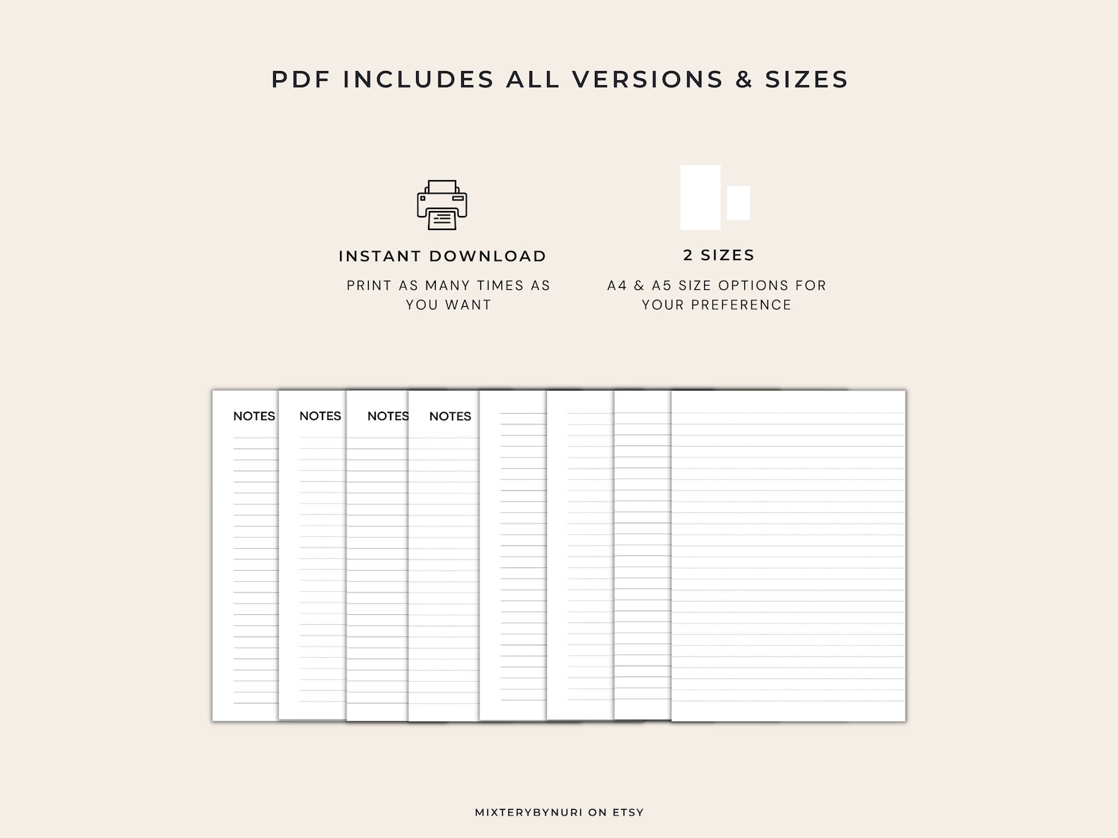 Notes Page Printable Template, Note Taking, Blank Writing Papers, Notes ...