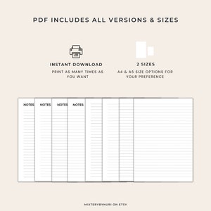 Notes Page Printable Template, Note Taking, Blank Writing Papers, Notes ...