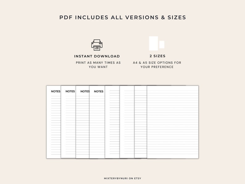 Notes Page Printable Template, Note Taking, Blank Writing Papers, Notes ...