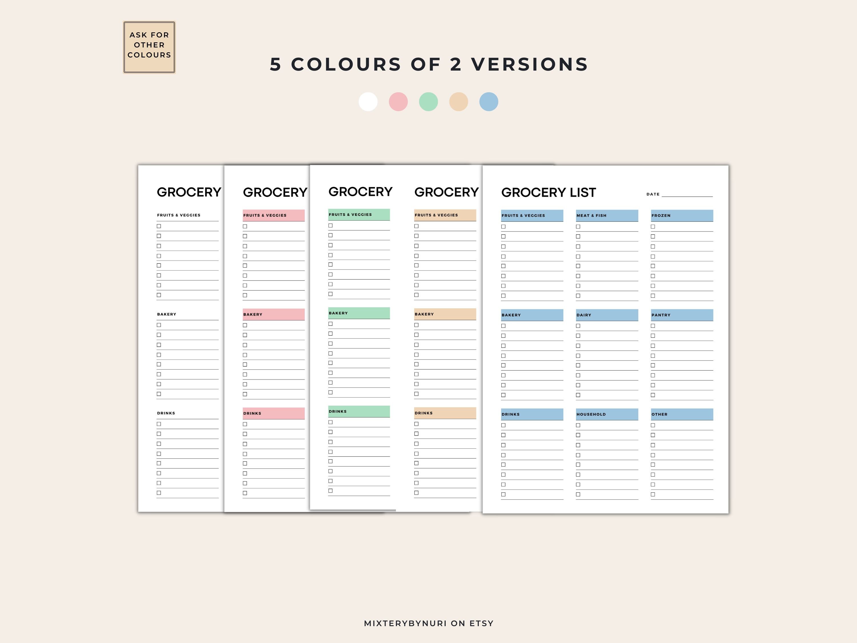 Grocery List Printable Template, Groceries Planner, Minimalist Food ...