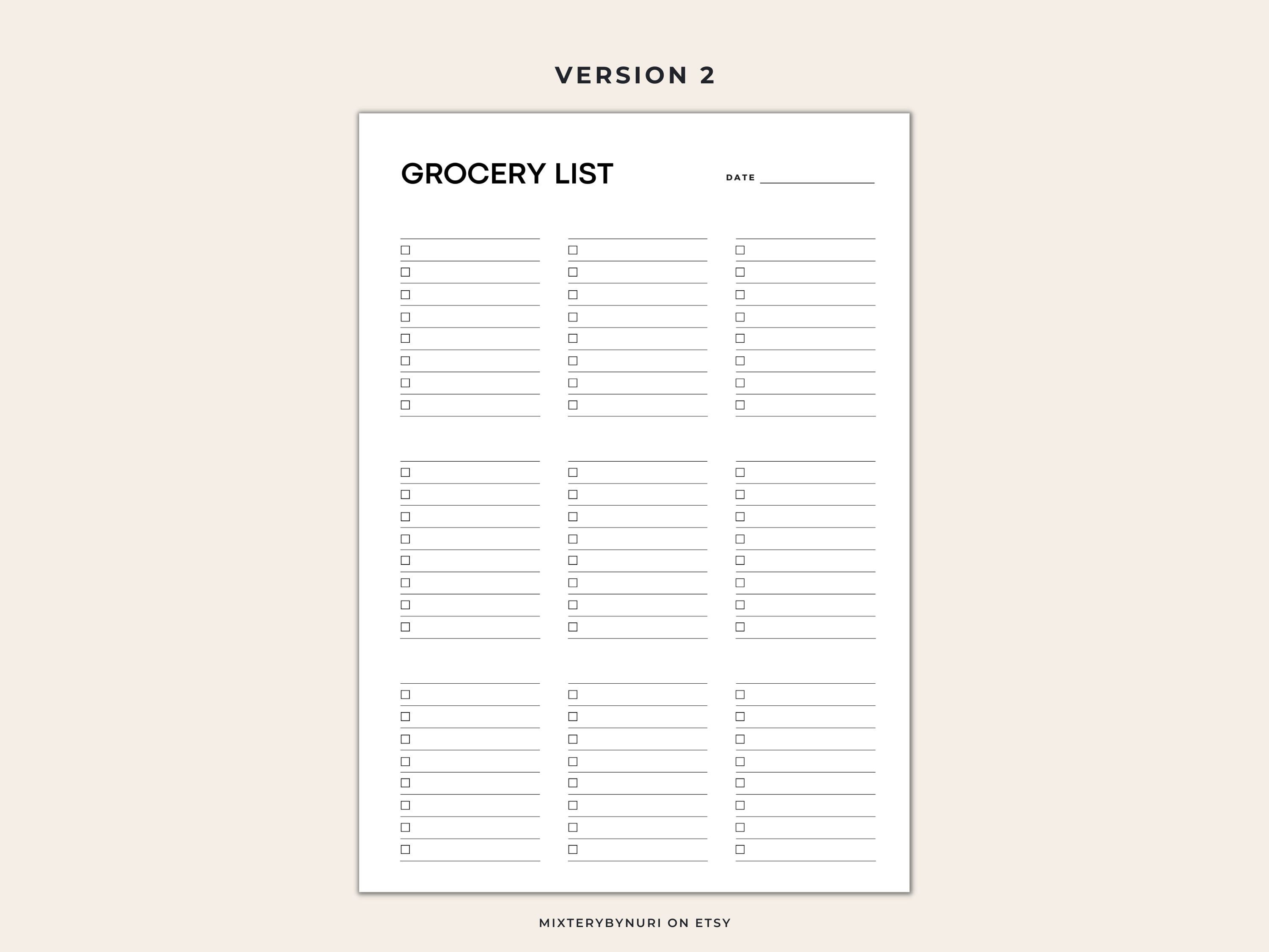 Grocery List Printable Template, Groceries Planner, Minimalist Food ...
