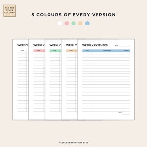 Simple Weekly Expense Tracker Printable, Weekly Spending Log, Money ...