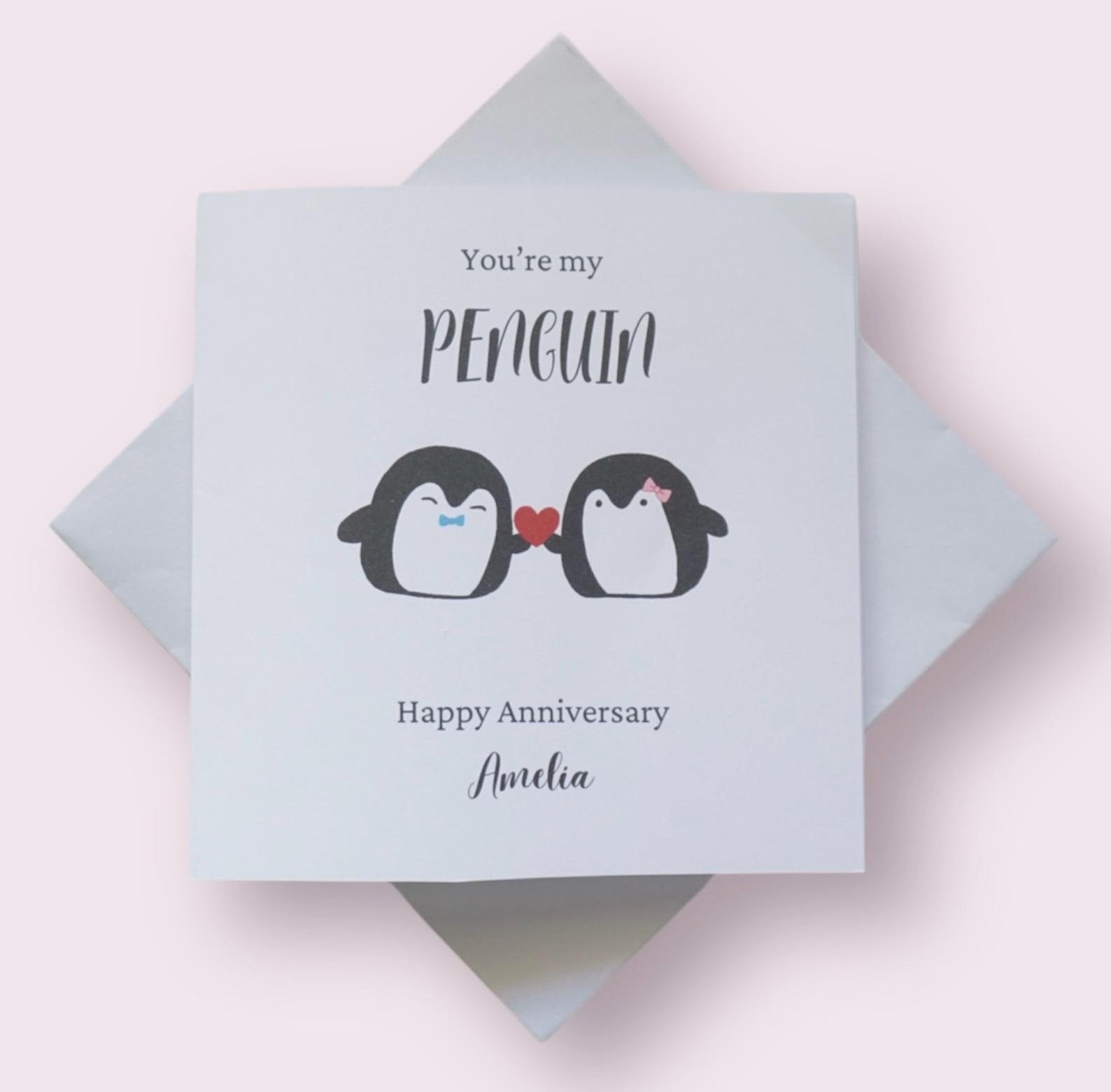 Handmade Anniversary Card | Felted Penguin Couple | Magnet, Brooch Gift ...