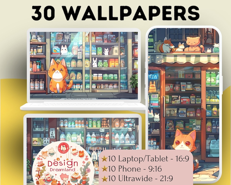 Cozy Cat Wallpaper: Lofi Desktop and Phone Lock Screen, Kawaii Cat ...