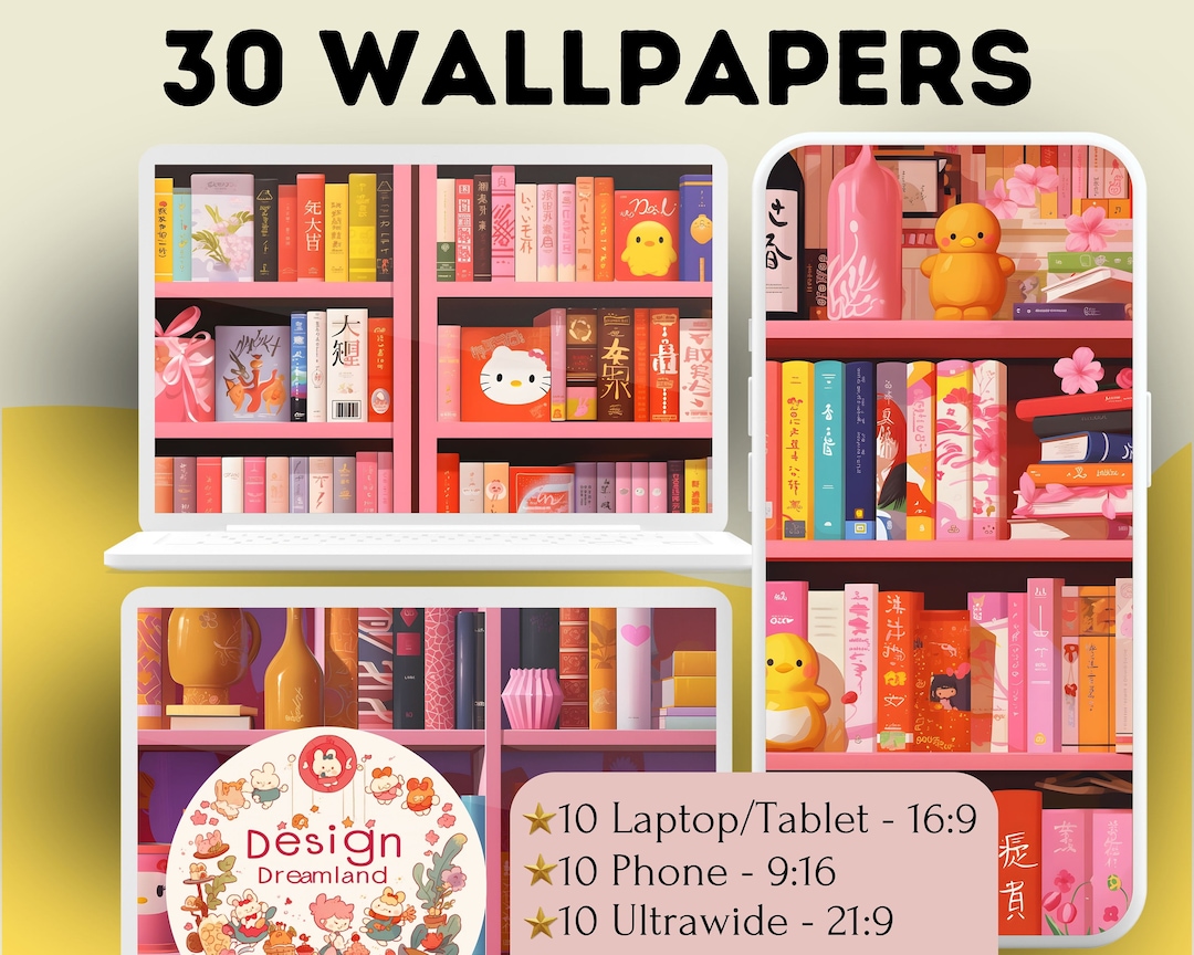 Lofi Wallpaper Book Wallpaper - Kawaii Bookcase Design, Cute ...