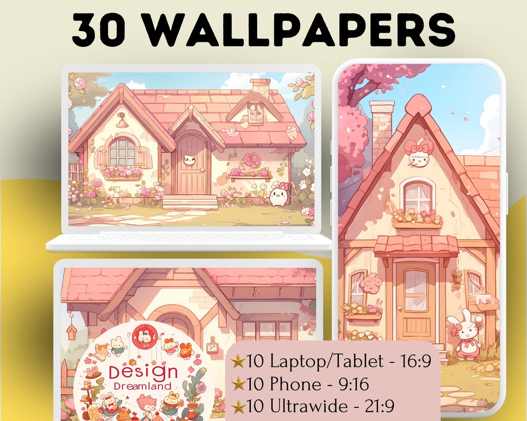Kawaii Cottage Wallpaper, Pastel Pink Gamer Screensaver, Cute Aesthetic ...