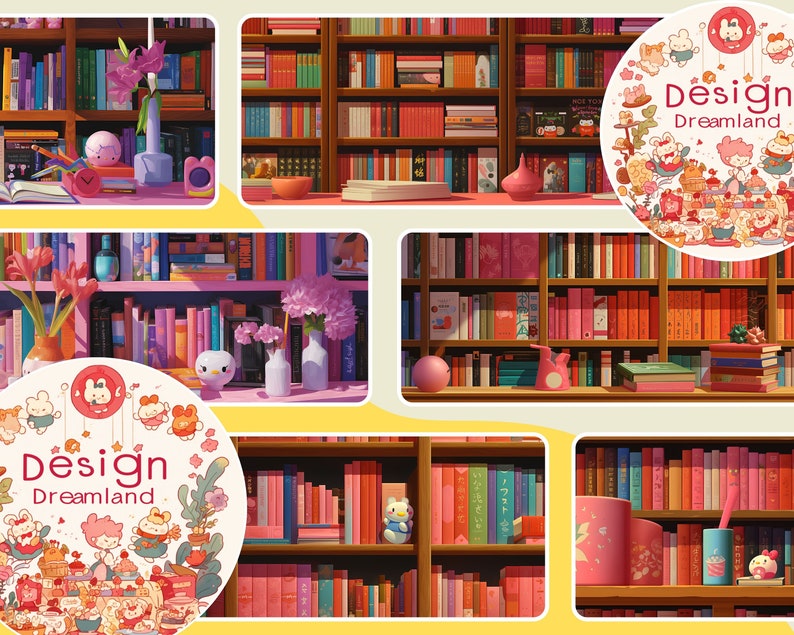 Lofi Wallpaper Book Wallpaper Kawaii Bookcase, Cute Phone Screensaver ...