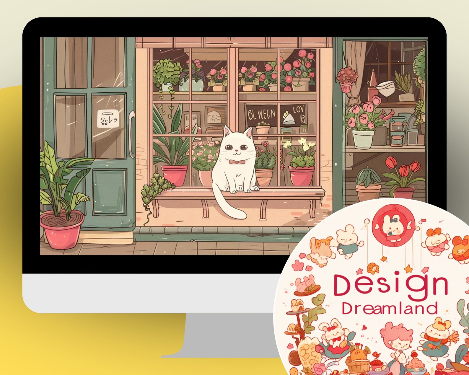 Cozy Cat Wallpaper Pastel Kawaii Cat Screensaver, Cute Lofi Desktop ...