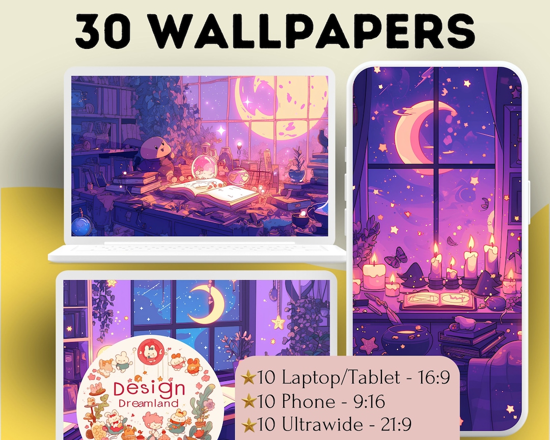 Witchy Wallpaper Screensaver - Cute Witch Aesthetic, Digital Desktop ...