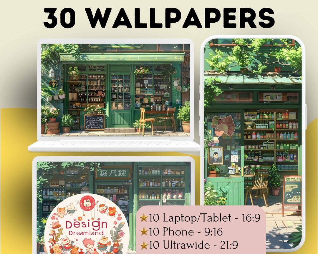 Cozy Green Cafe Wallpaper Pack, Lofi Aesthetic Desktop, Ipad, Iphone ...