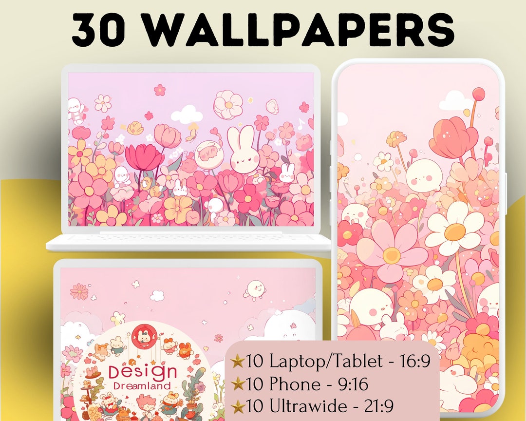 Kawaii Flower Wallpaper - Adorable Pastel Pink Screensaver, Pastel Pink ...