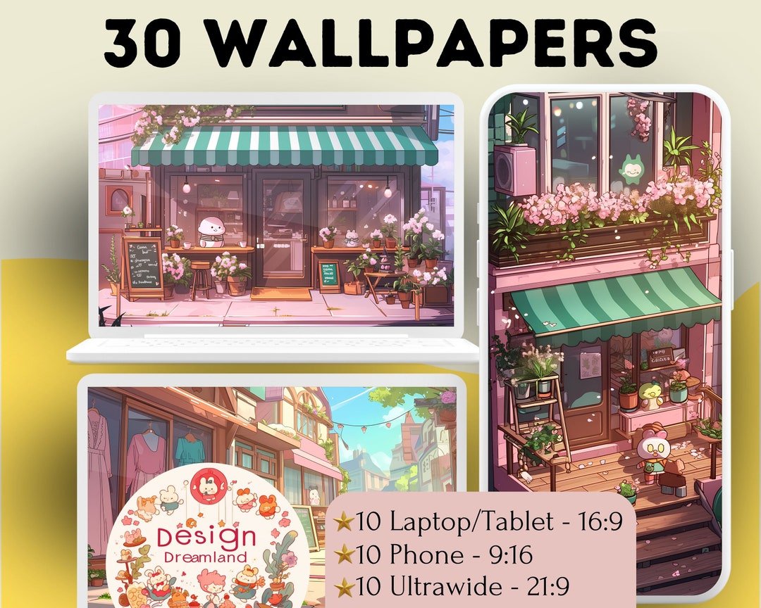 Cozy Shops Wallpaper - Lofi Pastel Pink Screensaver, Charming Phone and ...