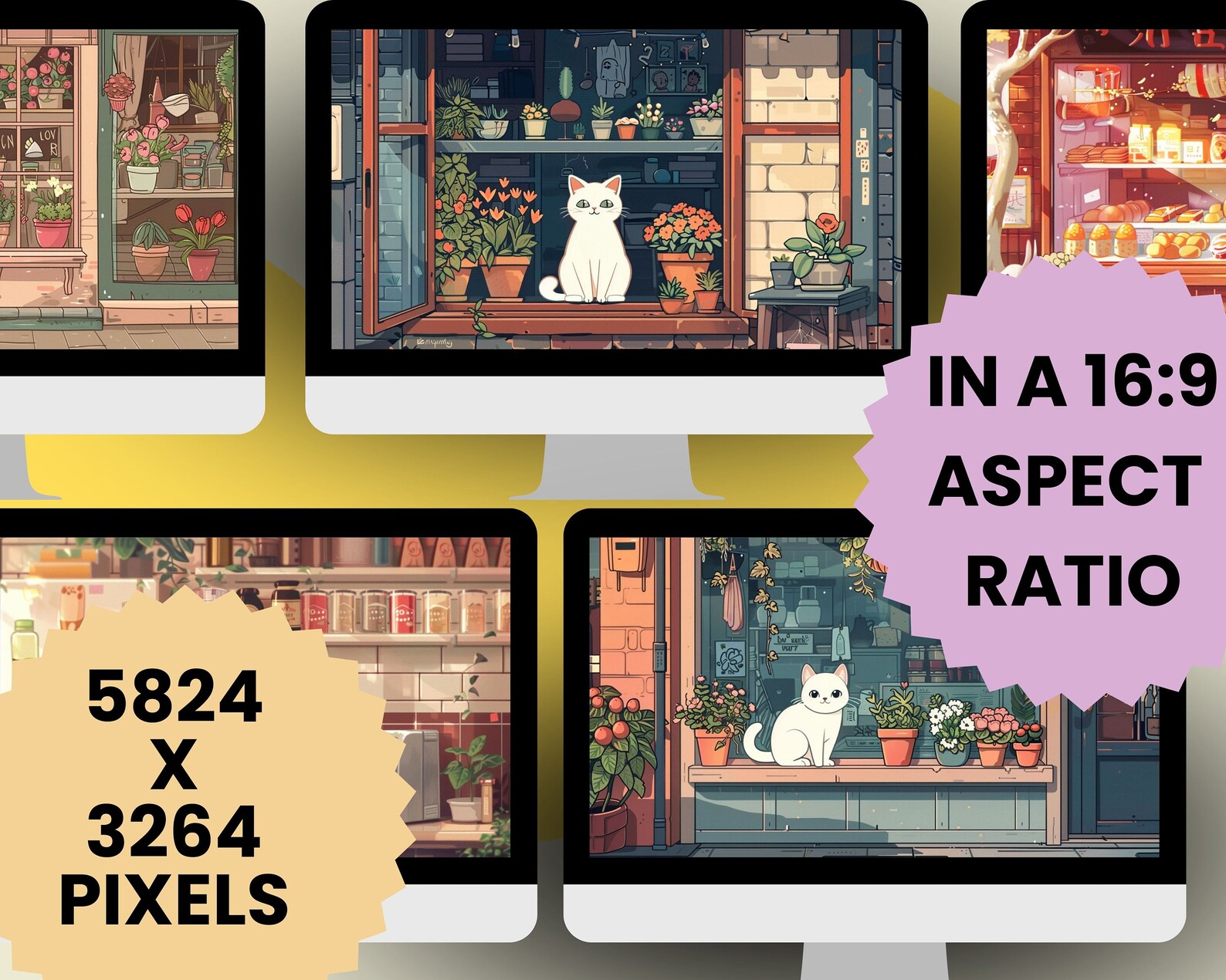 Cozy Cat Wallpaper Pastel Kawaii Cat Screensaver, Cute Lofi Desktop ...