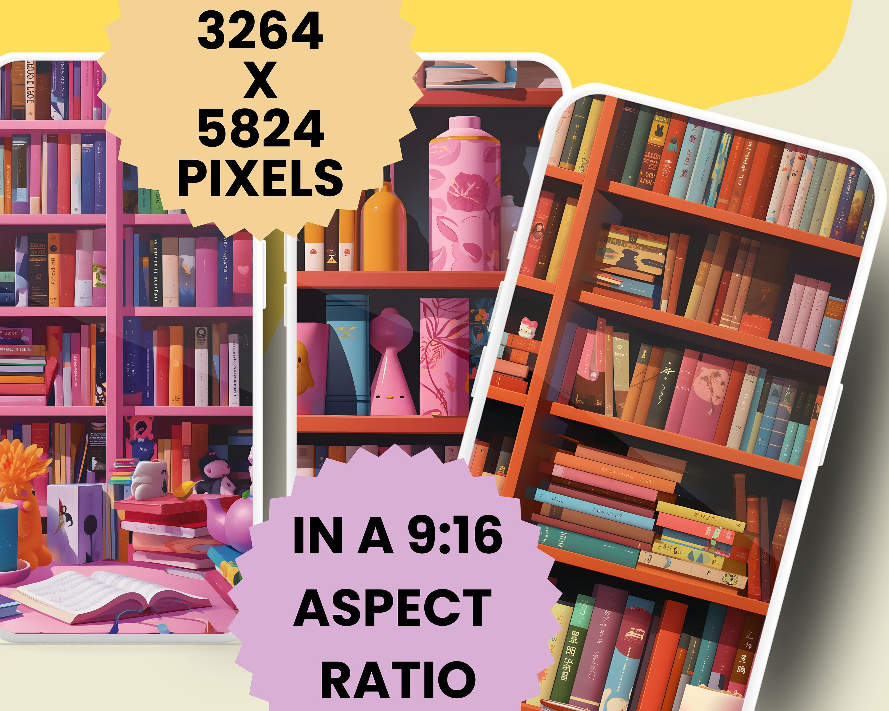 Lofi Wallpaper Book Wallpaper - Kawaii Bookcase, Cute Phone Screensaver ...