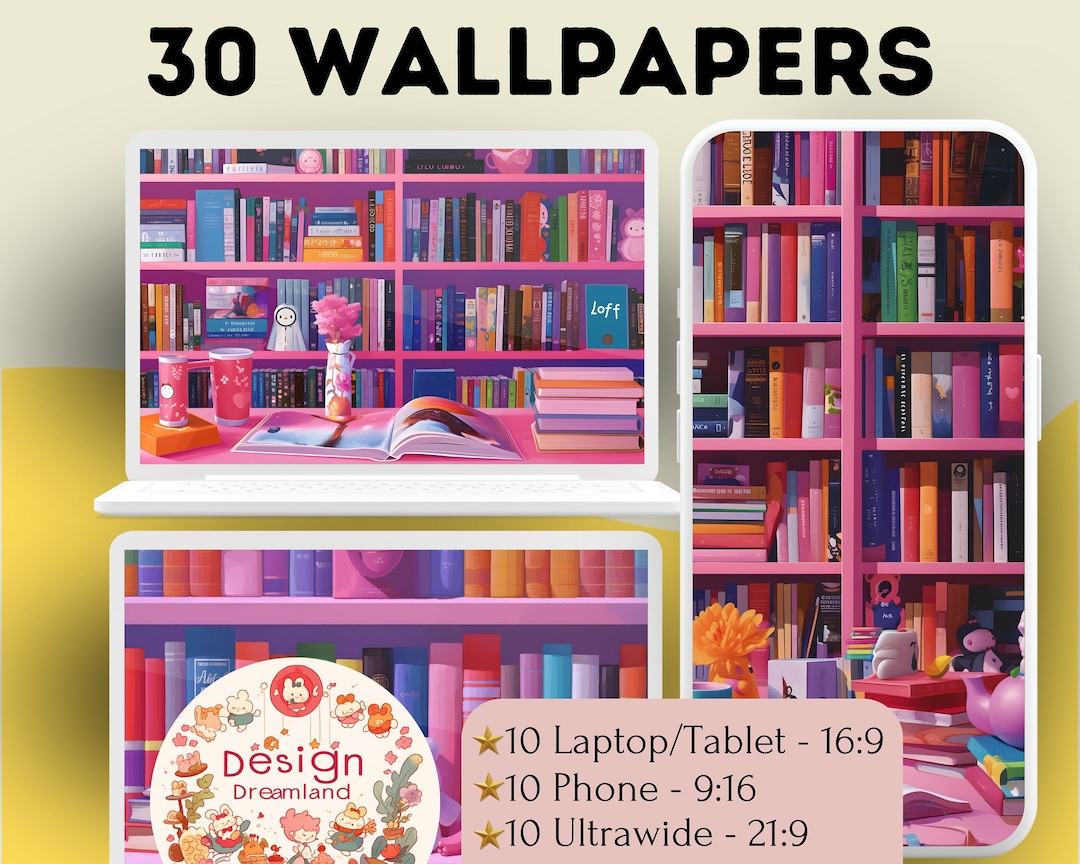 Lofi Wallpaper Book Wallpaper - Kawaii Bookcase, Cute Phone Screensaver ...