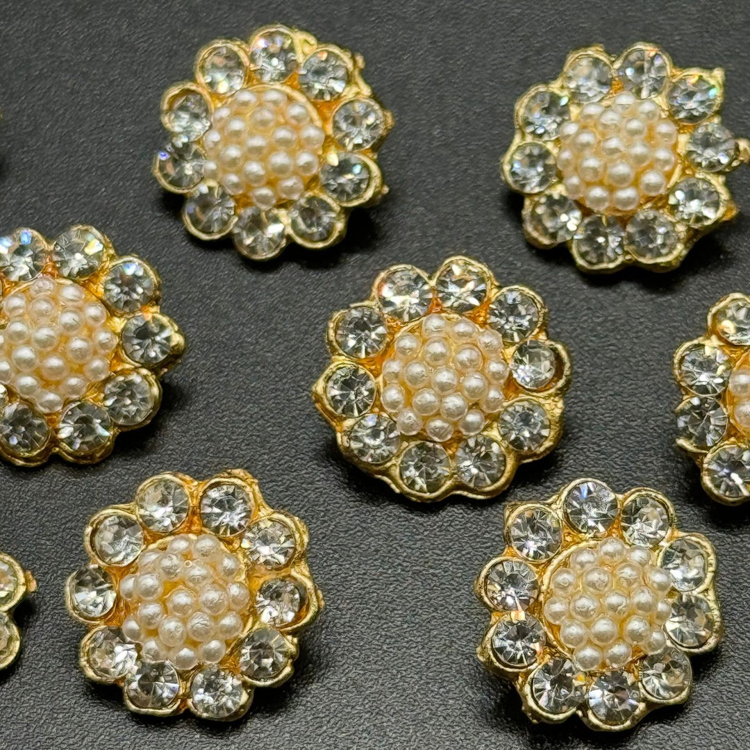 Buttons Jewel & Diamanté Rhinestone Shank Buttons, Silver Finish ...