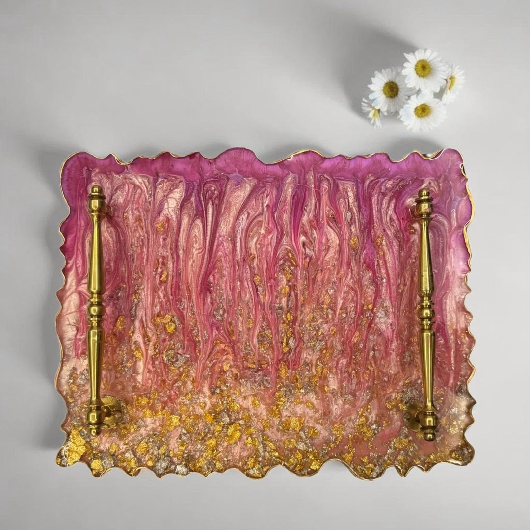 Handmade Resin Tray. Large Decorative Tray, Epoxy Serving Tray. Wedding ...
