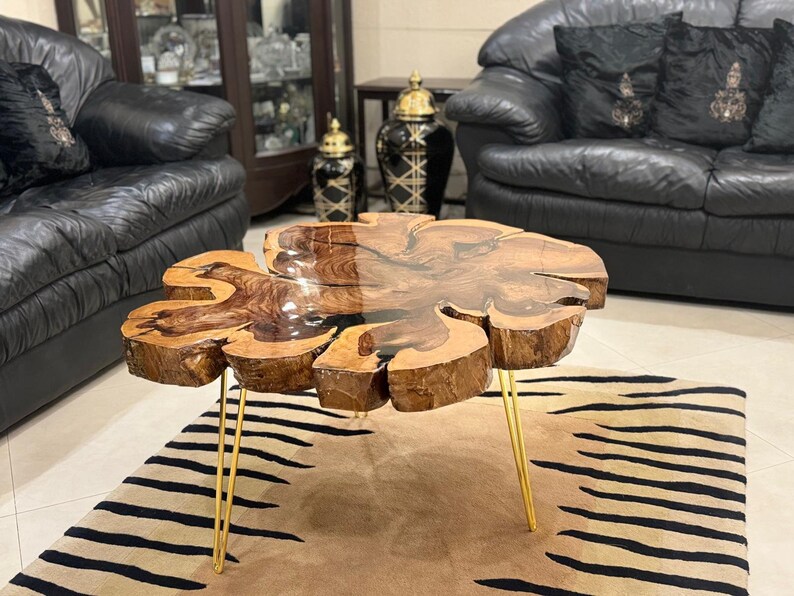 Live Edge Coffee Table, Epoxy Resin Round Table, River Epoxy Center Table, Custom Order Table - Etsy