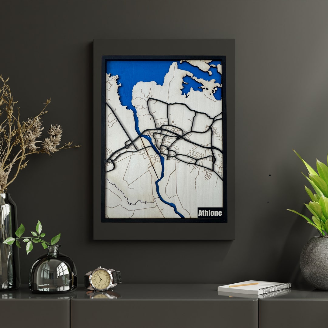 Athlone City Laser Cut Layered Map / 3D Map / Handmade City Map ...