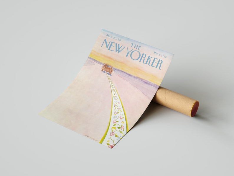 The New Yorker Magazine Cover Poster, Mar 28 1983, Pink Car Poster, Mid ...