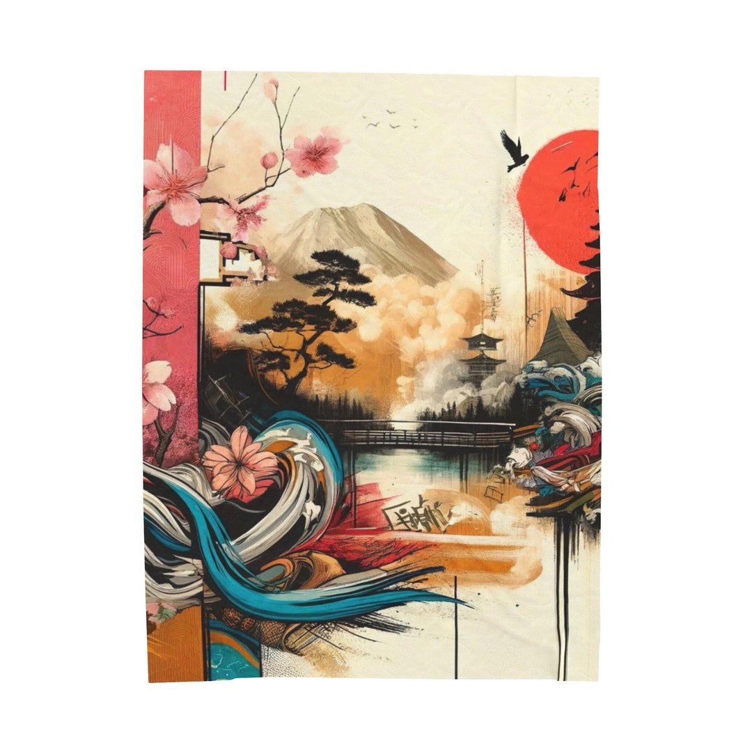 Japanese and Western Graffiti Plush Blanket - Etsy