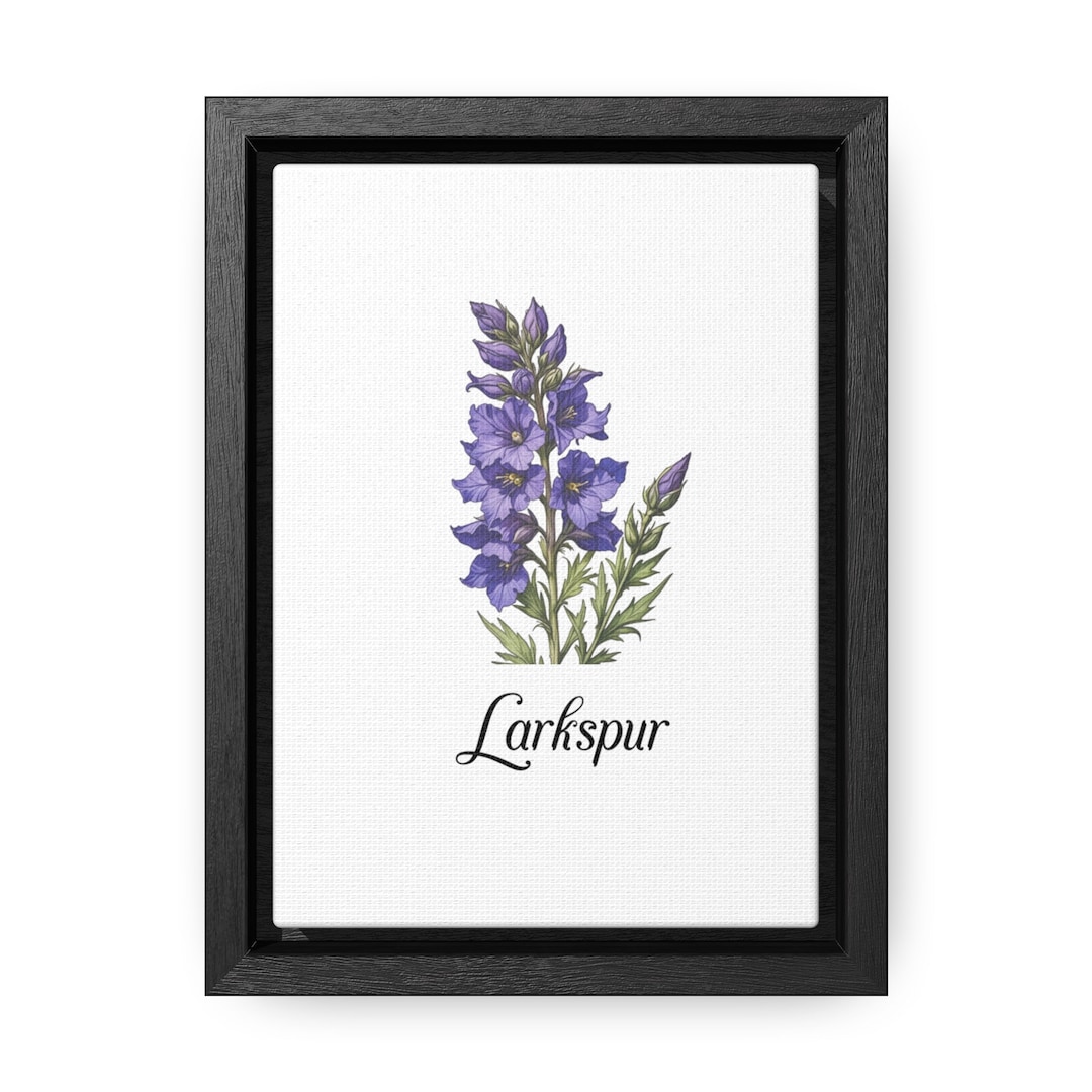 July Larkspur Birth Month Flower Gallery Canvas Wraps, Vertical Frame ...