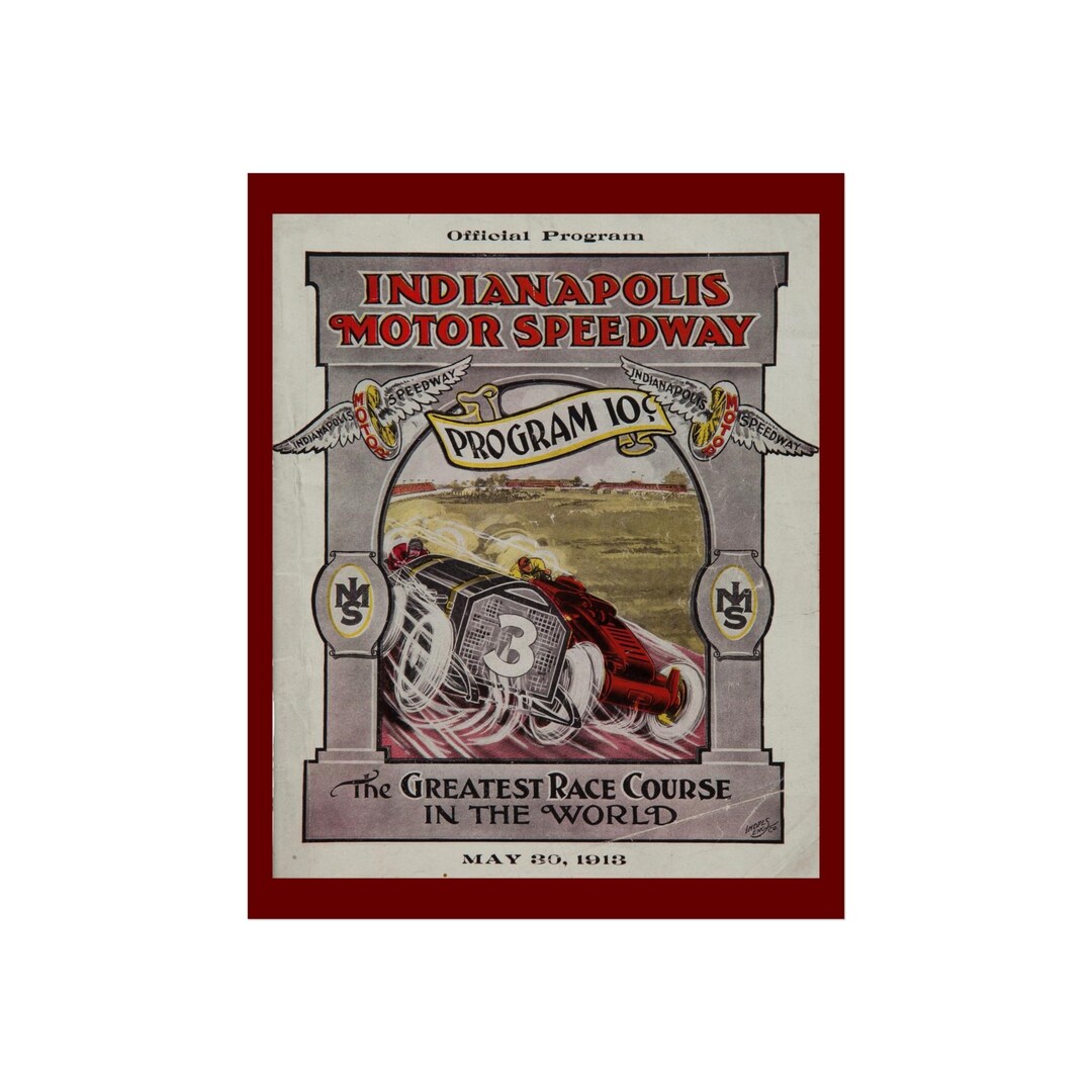 Indy 500 Fine Art Poster 1913 Vintage Reproduction of Program Cover ...
