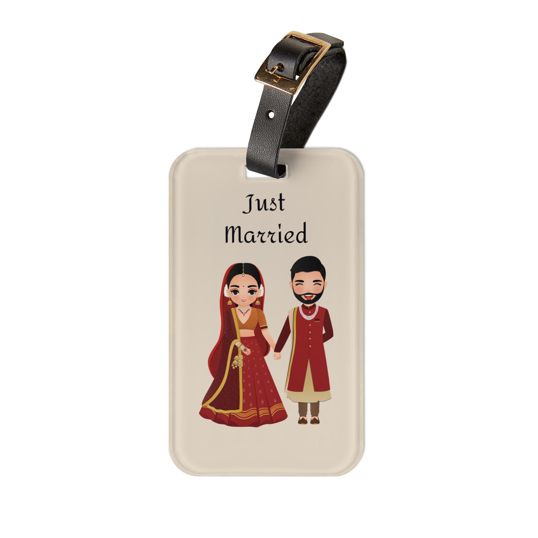 Hindi Luggage Tag Indian Just Married Baggage Tag Hindi Bride and Groom ...