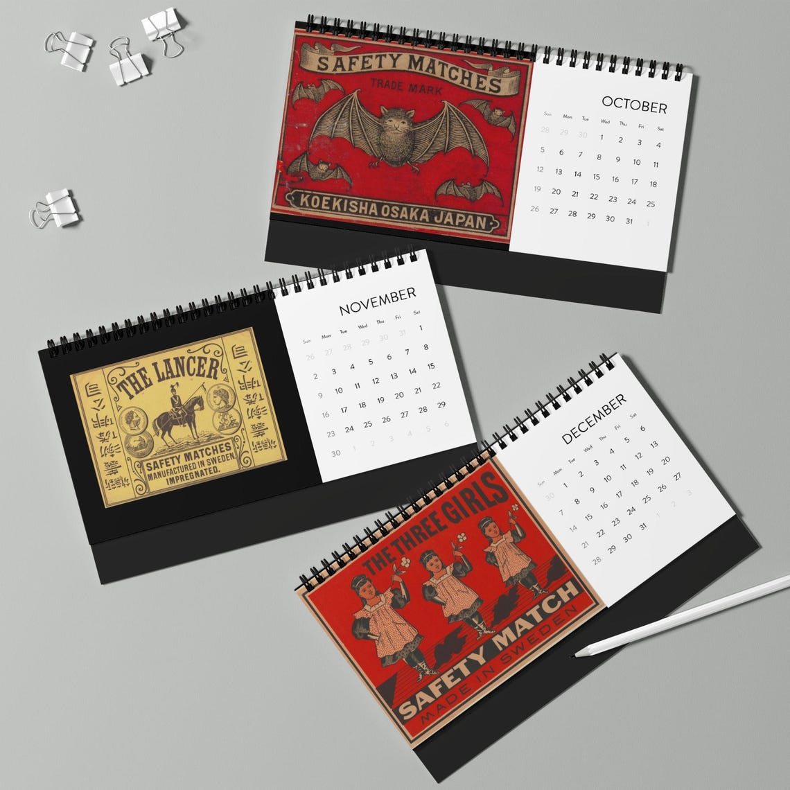 Vintage Matchbox Calendar-2025 Desktop-retro Match Box Covers From ...