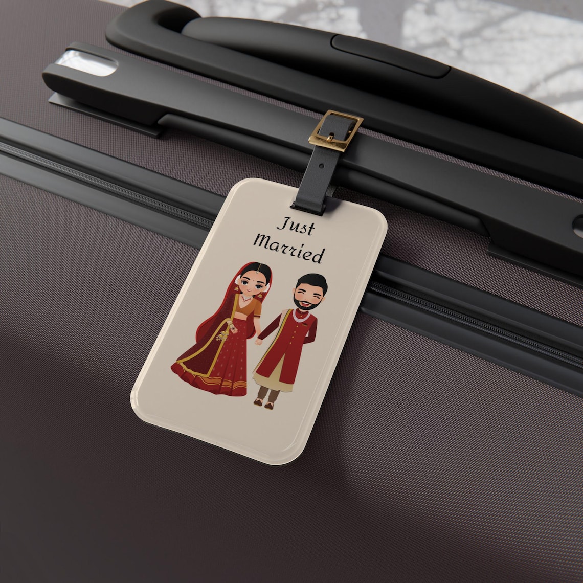 Hindi Luggage Tag Indian Just Married Baggage Tag Hindi Bride and Groom ...