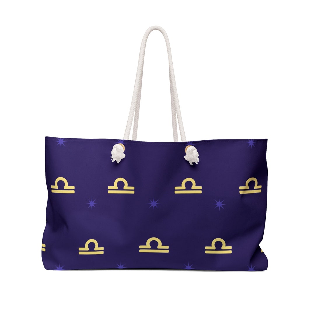 Libra Zodiac Sign Beach and Pool Weekender Bag. Navy Blue With Gold ...