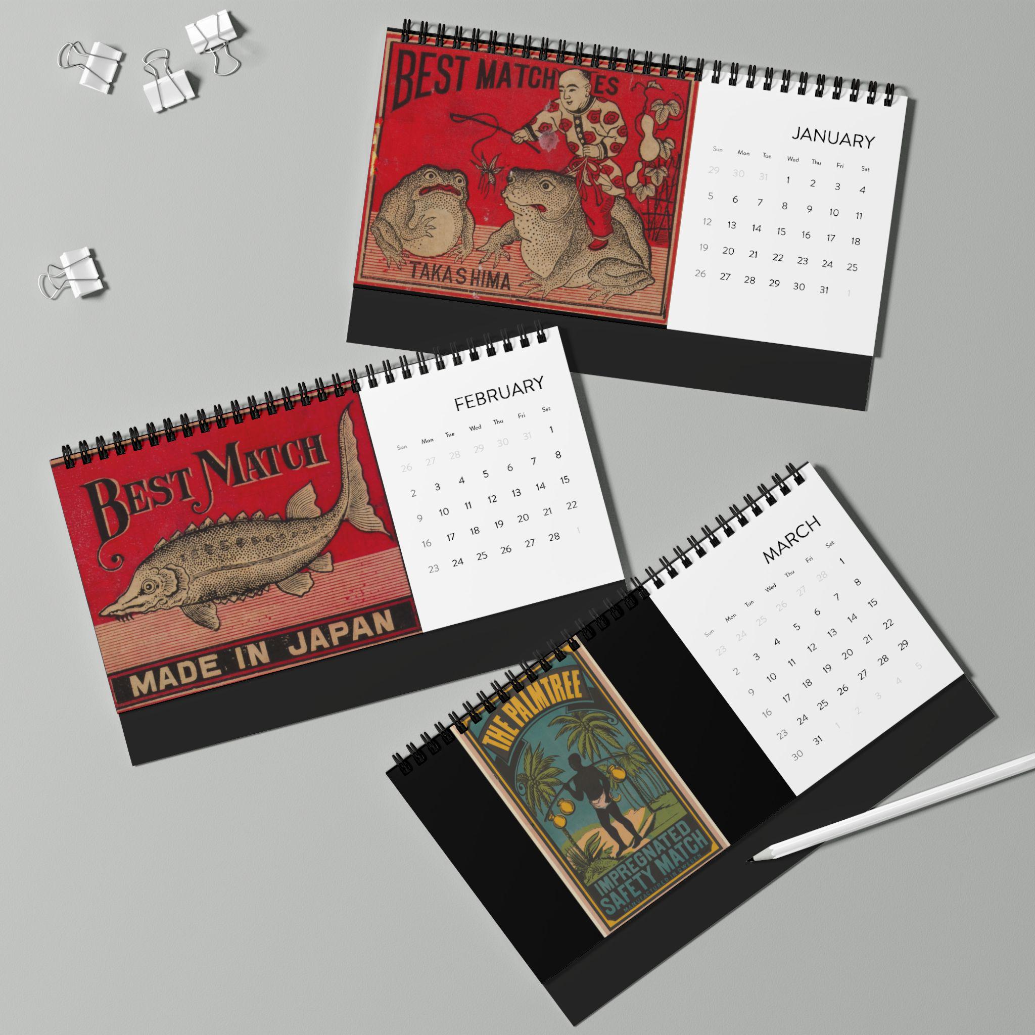 Vintage Matchbox Calendar-2025 Desktop-retro Match Box Covers From ...