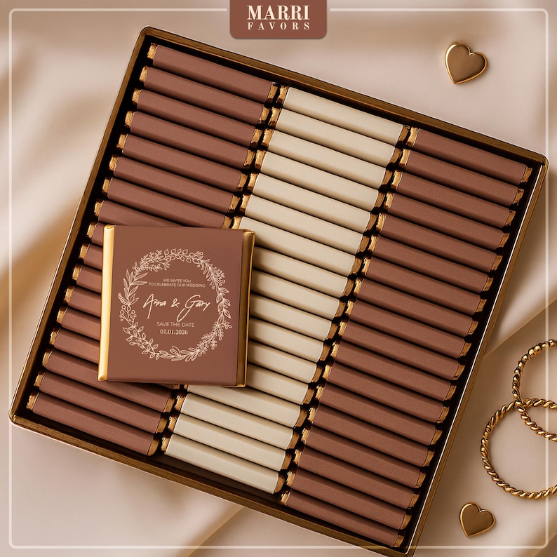 Personalized Wedding Chocolate Favors: Elegant Guest Keepsakes (50 Pcs ...