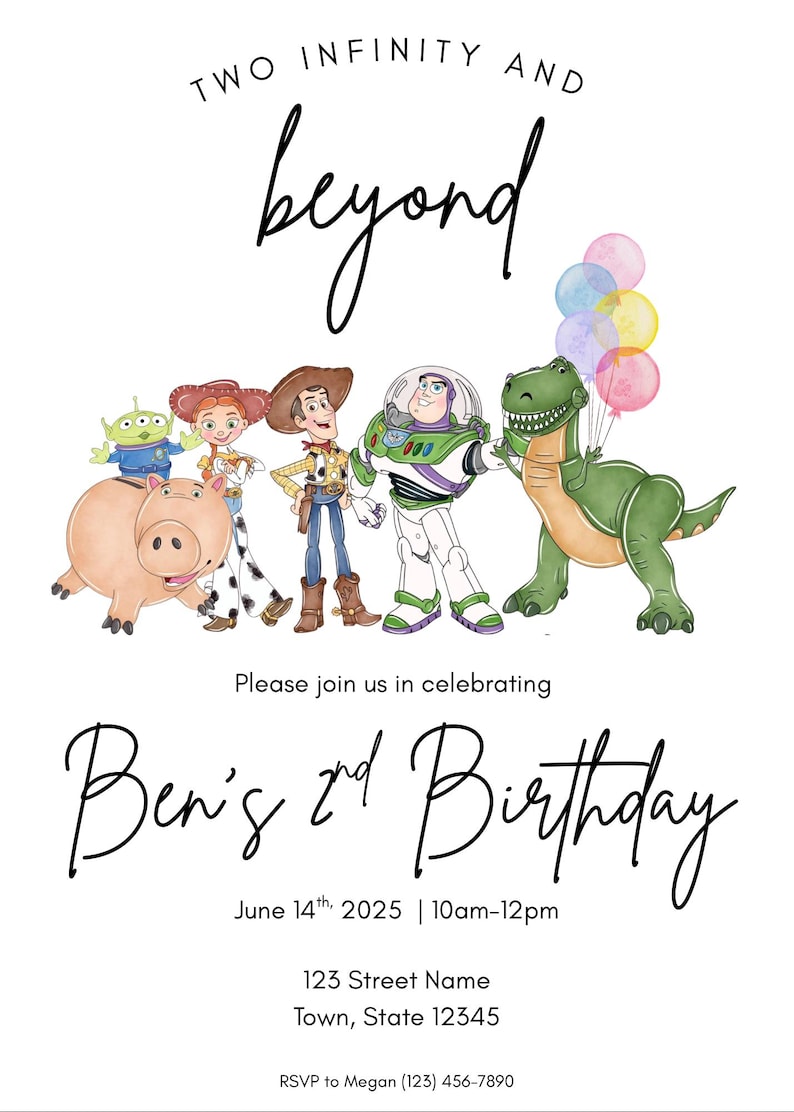 TWO Infinity and Beyond | Toy Story Themed Birthday Invitation ...