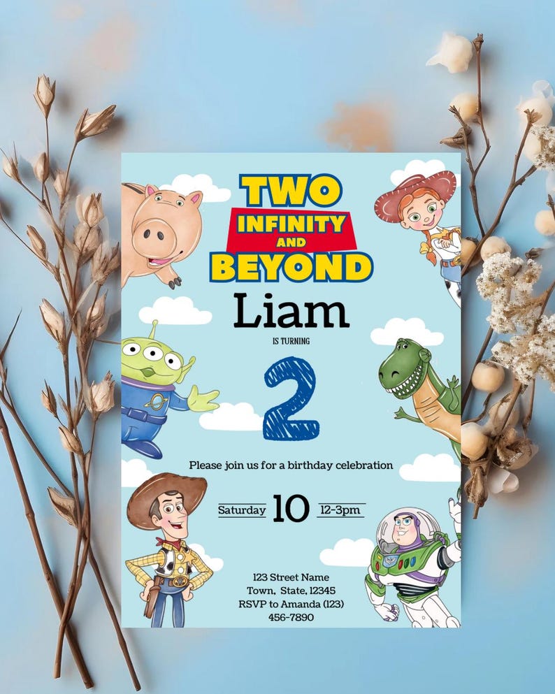 Two Infinity and Beyond | Toy Story Themed 2nd Birthday Invitation ...