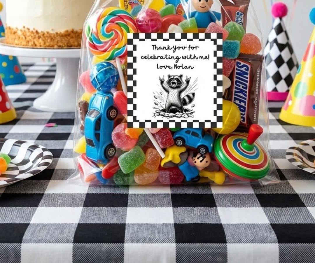 Feral and Five Birthday Welcome Sign | Raccoon Checkered Party Poster ...