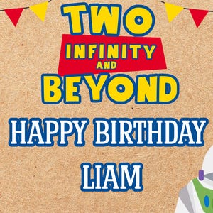 Two Infinity and Beyond Birthday Banner | Custom Hand Painted Toy Space ...