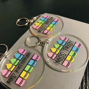 Custom Teacher Crayon Keychain - Etsy