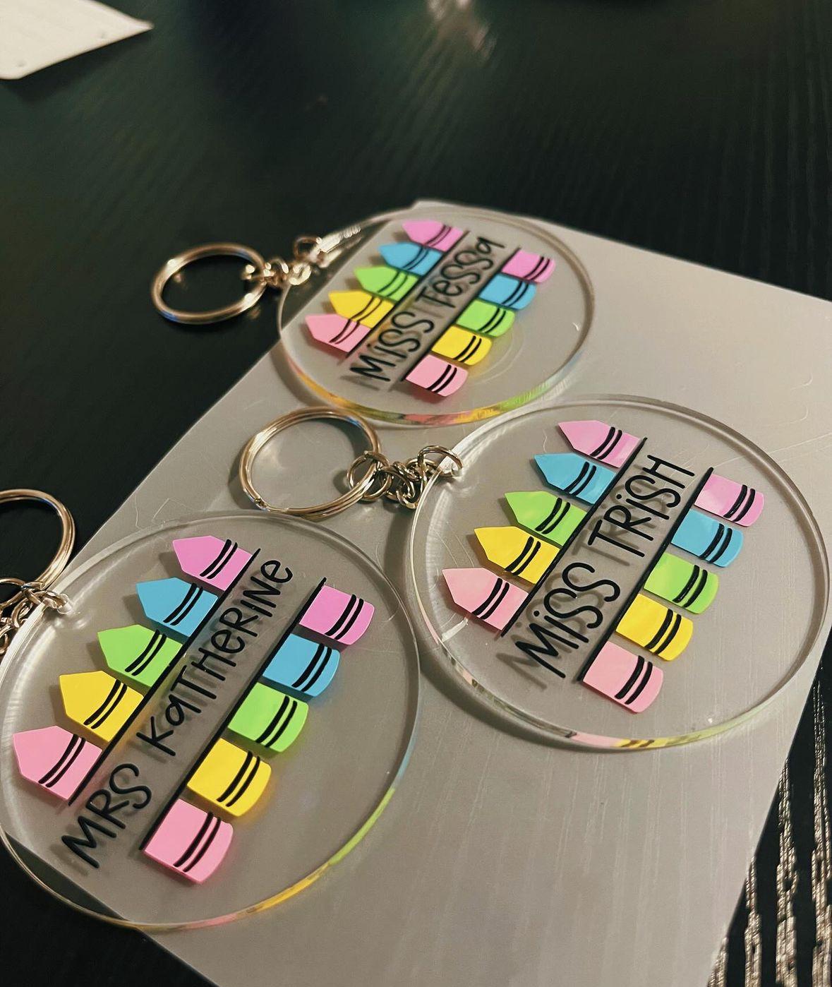 Custom Teacher Crayon Keychain - Etsy