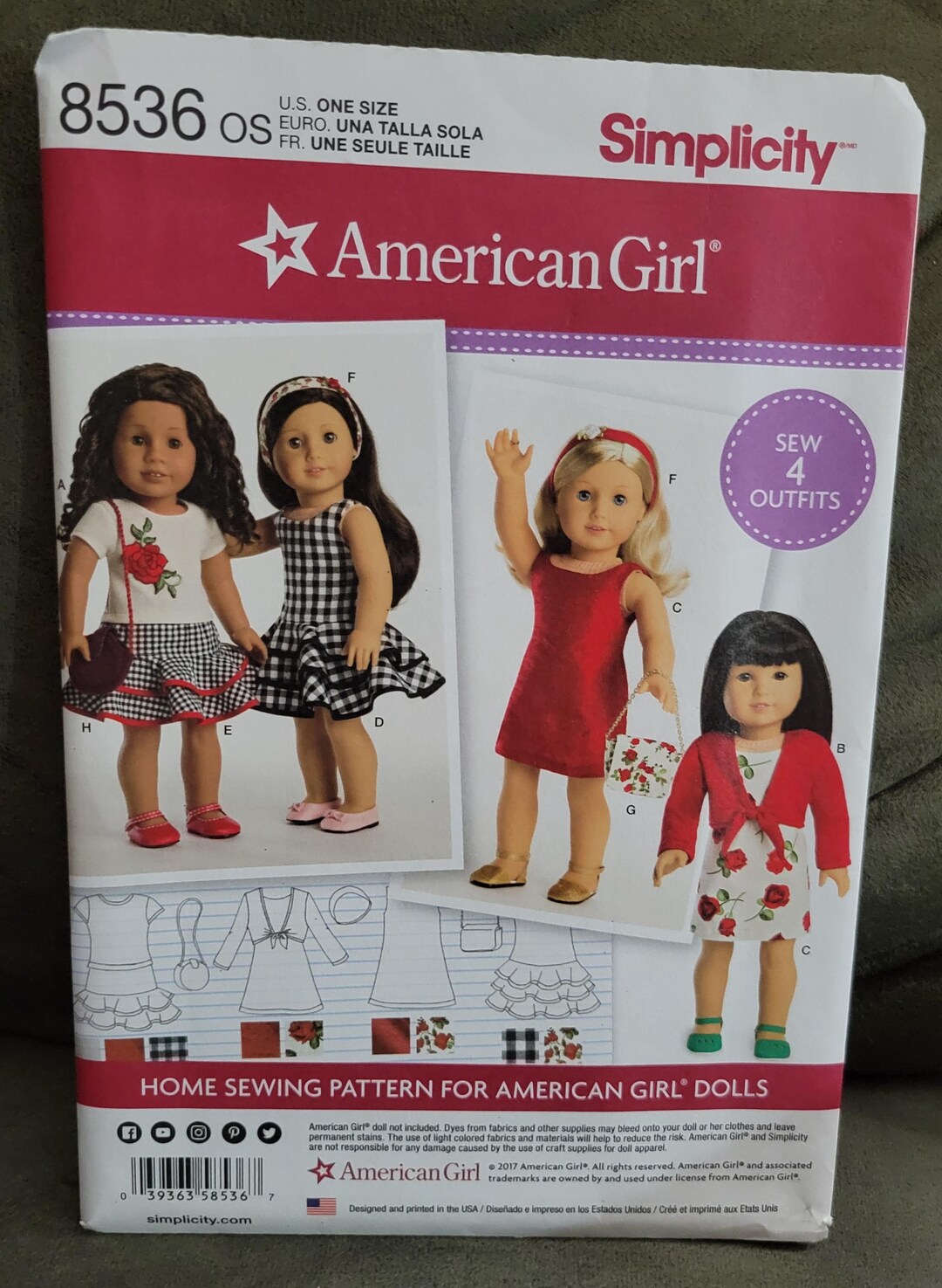 Simplicity 8536 American Girl Pattern - Etsy