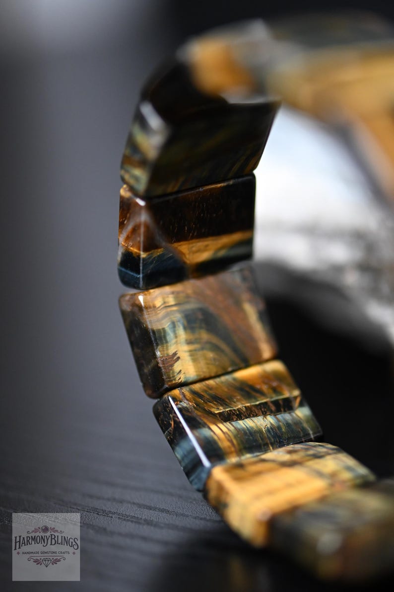 Golden Tiger Eye Beaded Bracelet 20mm – Large Square Beads | Lucky Feng ...