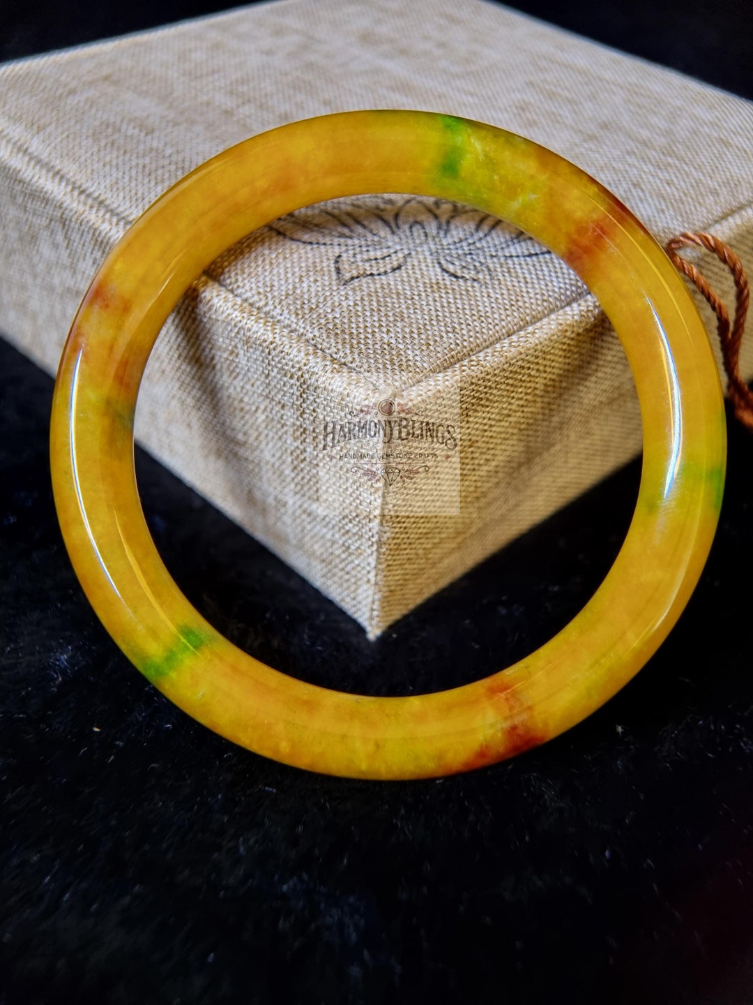 Premium Yellow Jadeite Bangle, Natural Jade Bracelet, Vintage-inspired ...