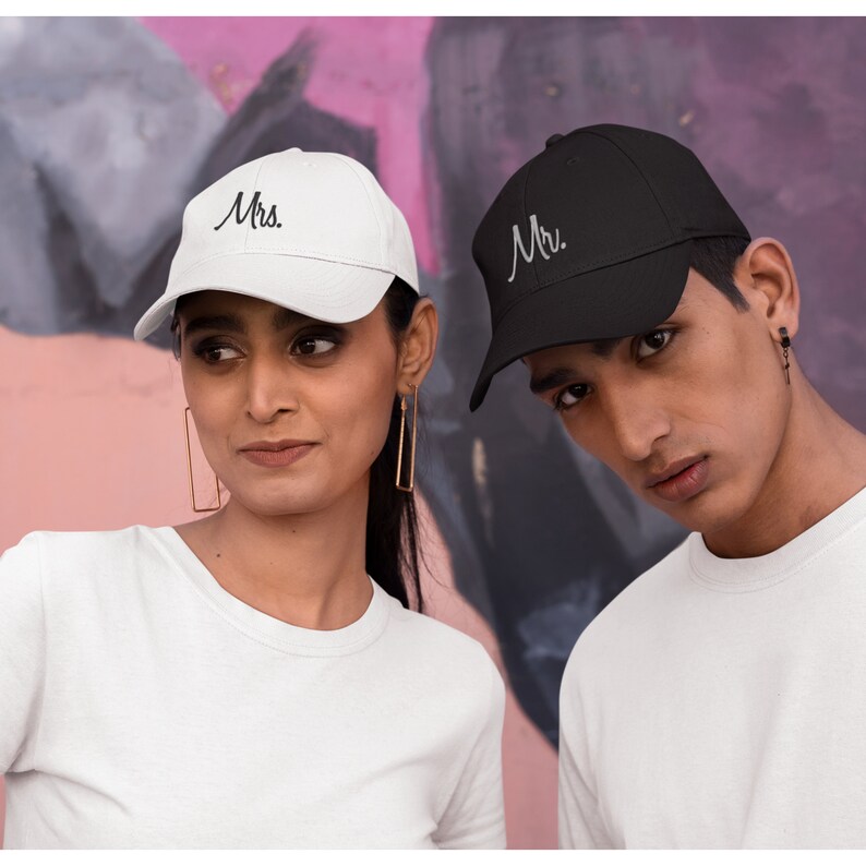 Embroidered Mr & Mrs Dad Hats: Newlywed Gift, Adjustable Baseball Cap ...