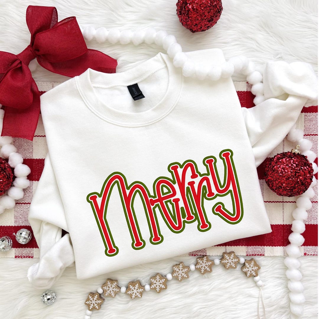Merry Puff Embroidered Christmas Crewneck | Cozy Christmas Gift for Her ...
