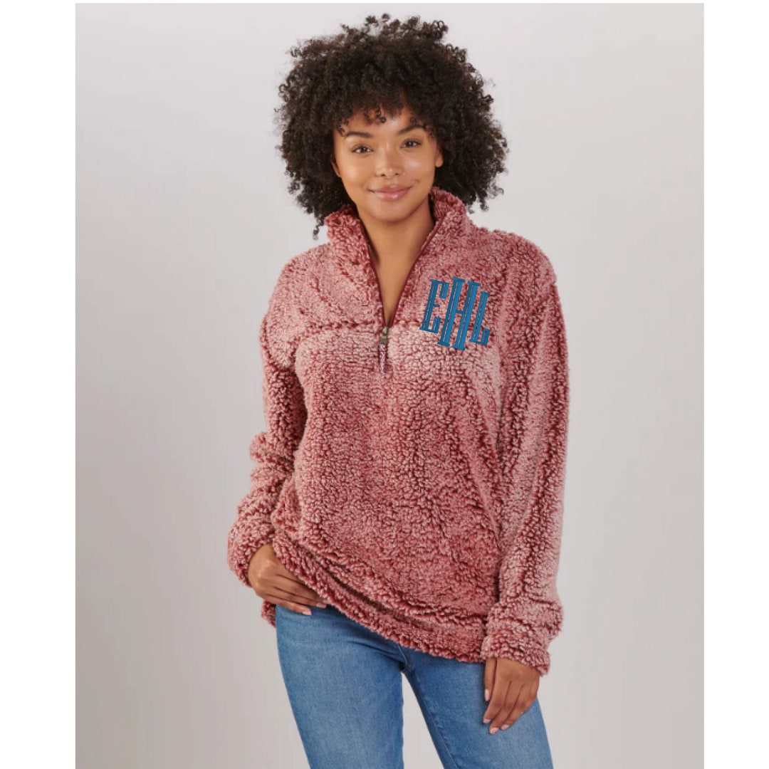Monogram Sherpa Fleece Jacket Monogram Sherpa Pullover - Etsy