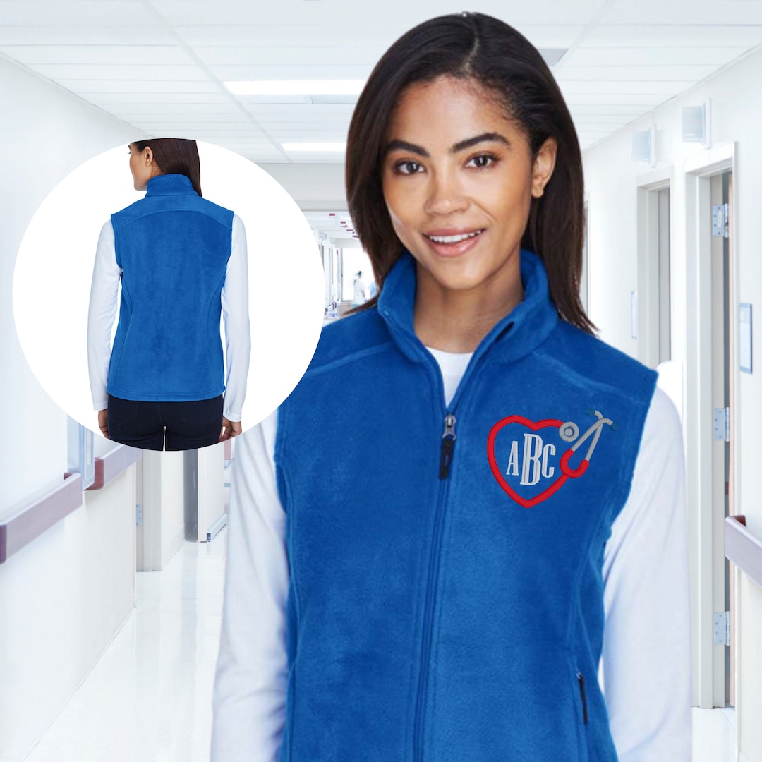 Custom RN Embroidered Fleece Vest - Personalized Nurse Jacket, Warm ...